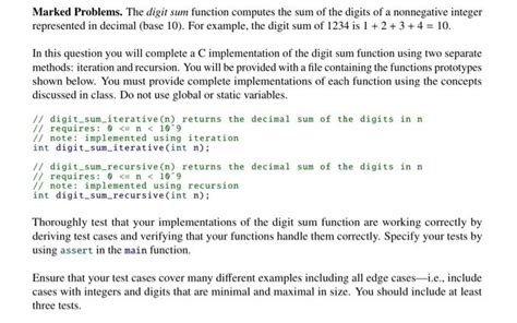 Solved Marked Problems The Digit Sum Function Computes The