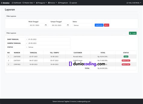 Aplikasi Tagihan Invoice Berbasis Web PHP