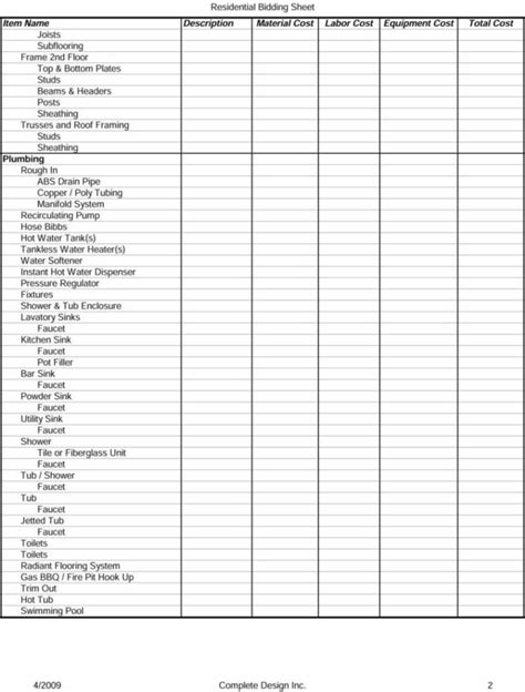 Free Construction Estimating Spreadsheet Inside Construction Estimating