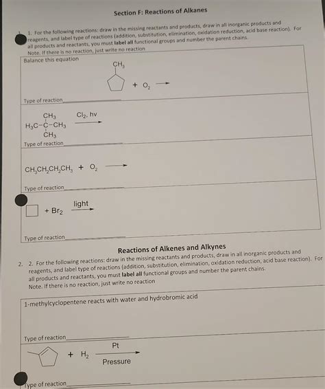 Solved For The Following Reactions Draw In The Missing Chegg
