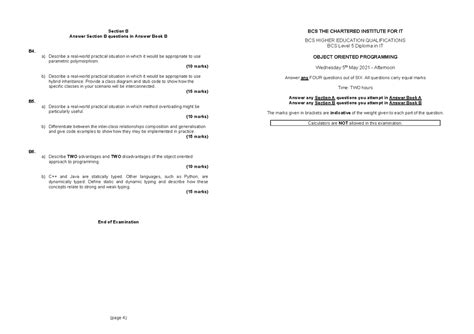 Heq May21 Dip Oop Past Papers Page 4 Section B Answer Section B