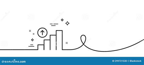 Graph Line Icon Column Chart Sign Continuous Line With Curl Vector Stock Illustration