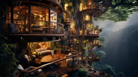 Premium Photo Elevated Forest Dwelling Generative Ai