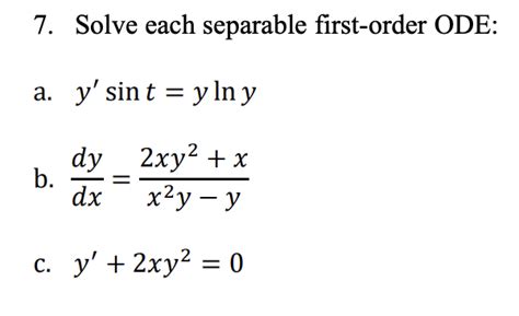Solved Solve Each First Order Linear ODE Using The Method Chegg