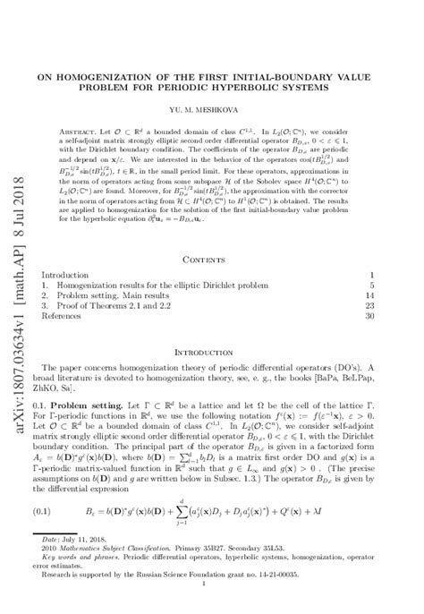 Pdf On Homogenization Of The First Initial Boundary Value Problem For