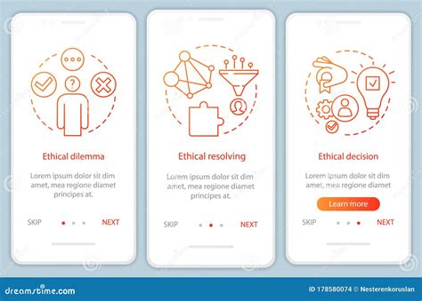 Ethical Resolving Onboarding Mobile App Page Screen Vector Template Stock Vector Illustration