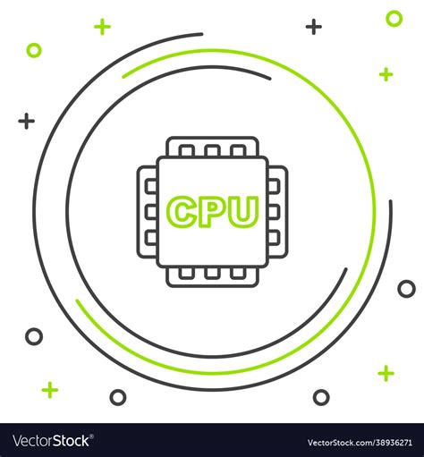line computer processor with microcircuits cpu vector image