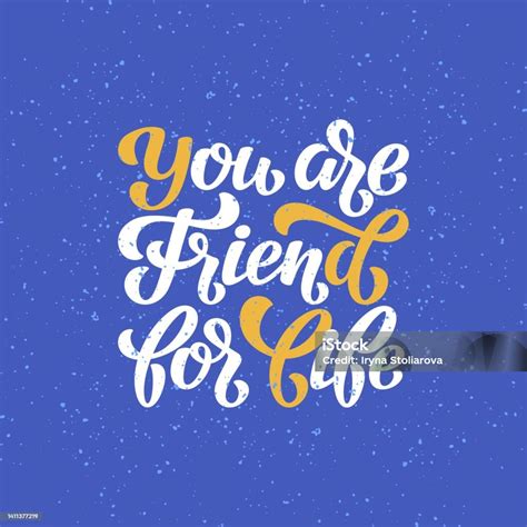 당신은 인생을위한 친구입니다 파란색 배경에 벡터 레터링 일러스트 레이 션 개념에 대한 스톡 벡터 아트 및 기타 이미지 개념