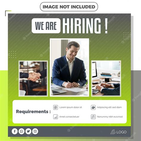 우리는 소셜 미디어 게시물 공석 또는 이력서 이력서 템플릿을 고용하고 있습니다 프리미엄 벡터