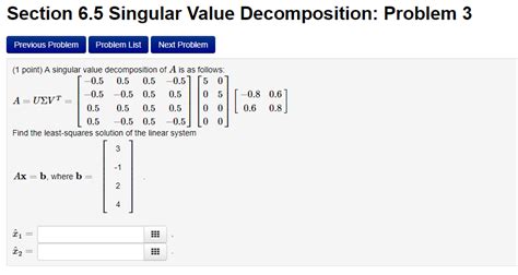 Solved Section Singular Value Decomposition Problem Chegg