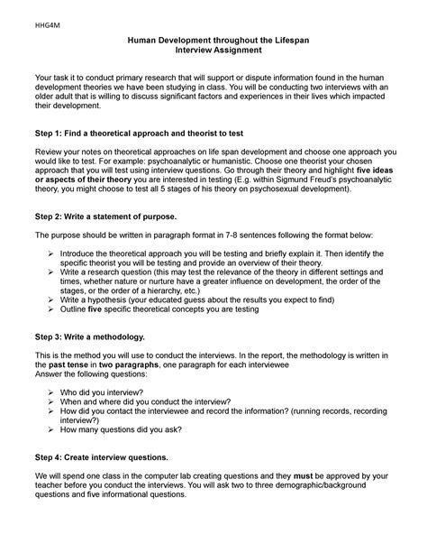 Interview Study The Detail Assignment Of Human Growth Assignment