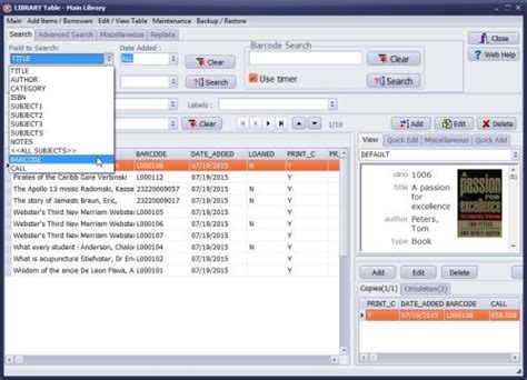 Handy Library Manager Tutorial Library Window