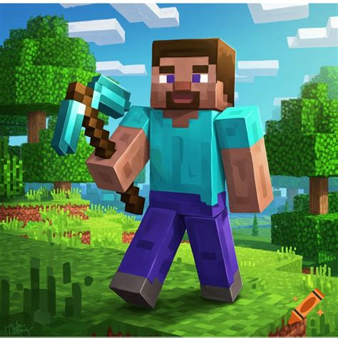 Steve From Minecraft Character Render 3d Game Art Style Square Head