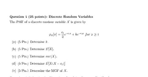Solved Question Points Discrete Random VariablesThe Chegg