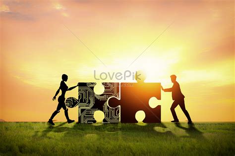 비즈니스 창의적인 기술 퍼즐 배경 사진 및 창의적인 일러스트 무료 다운로드 Lovepik