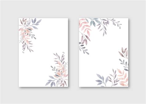 수채화 잎 프레임 세트 무료 벡터