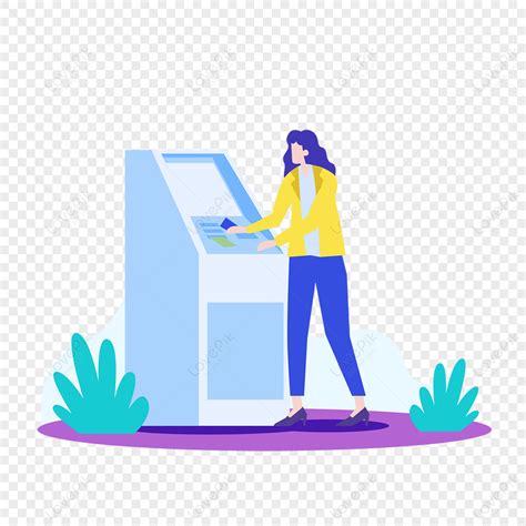 여자 가 Atm 기 계 를 사용 하여 돈 을 저금 하 는 개념 삽화 사람 일러스트 집 일러스트 책 일러스트 캐릭터 일러스트 편지 일러스트 Png 일러스트 무료 다운로드