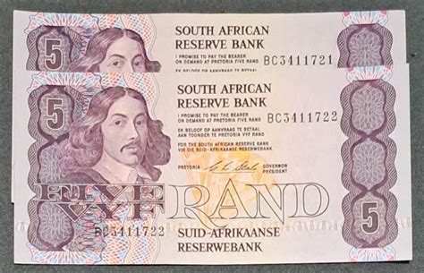 Cl Stals 2× Chris Stals R5 Banknotes In Serial Number Sequence Bc Unc New And Scares