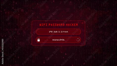 Computer Wifi Password Hacker Attack Over Red Binary Background With