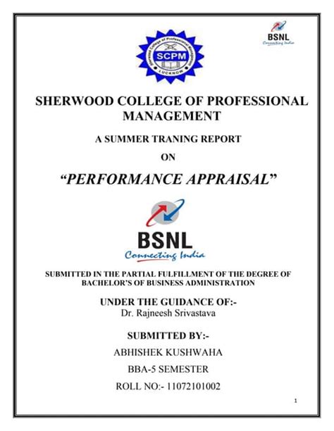 Projectreportonperformanceappraisalofbsnl Abhishek Kushwaha Pdf