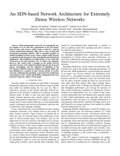An SDN Based Network Architecture For Extremely Dense Wireless Networks