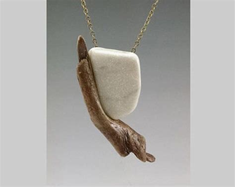 Driftwood Necklace With Beach Stone 8 Beach Stones Jewelry