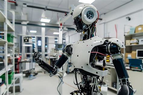 Advanced Robotics Humanoid Robot In A Technology Lab Setting Stock