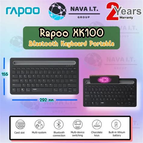 Rapoo XK100 Bluetooth Keyboard Portable คยบอรดไรสาย รบประกน 2 ป Lazada co th