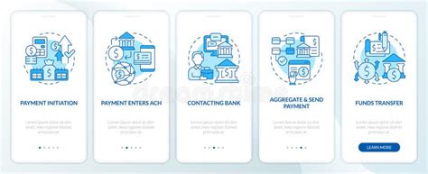 Automated Clearing House Process Blue Onboarding Mobile App Screen Stock Vector Illustration