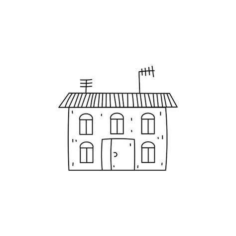 Edificio De Dibujos Animados Dibujados A Mano Vector Premium