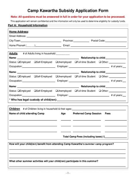 Fillable Online Subsidy Application Form Subsidy Application Form Fax Email Print Pdffiller