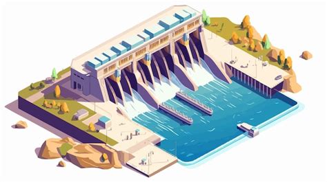 Aerial View Of Hydroelectric Power Plant With Majestic Water Reservoir