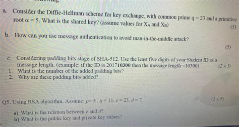 Solved A Consider The Diffie Hellman Scheme For Key