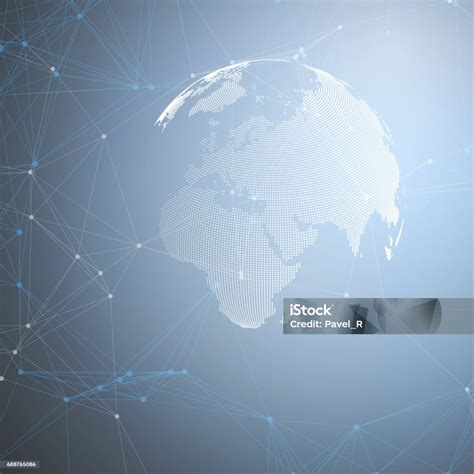 파랑에 그림자 세계 지구입니다 추상 글로벌 네트워크 연결 형상 설계 기술 개념 배경 화학 패턴 분자 구조 연결 라인 및 점 3차원 형태에 대한 스톡 벡터 아트 및 기타