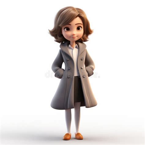 Cartoonish 3d Render Of Nora In Stylish Coat Classic Academia Design