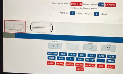 Solved Determine The Mass In That Can React With According Chegg Com