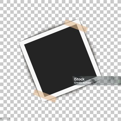 현실적인 사진 프레임 스티커 테이프에 그림자 핀 벡터 일러스트 레이 션에 투명 한 배경 디자인을 위한 준비 공란에 대한 스톡