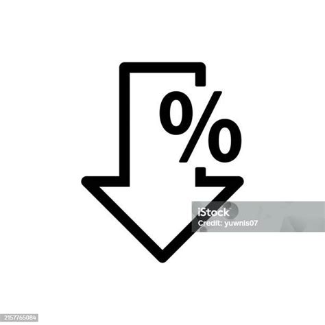 백분율 와 아래쪽 화살표 에서 검정 선 아이콘 클립아트 벡터 일러스트 0명에 대한 스톡 벡터 아트 및 기타 이미지 0명 가격 감소 Istock