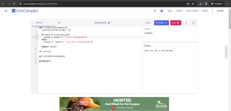 python palindrome function program1 luka nakka