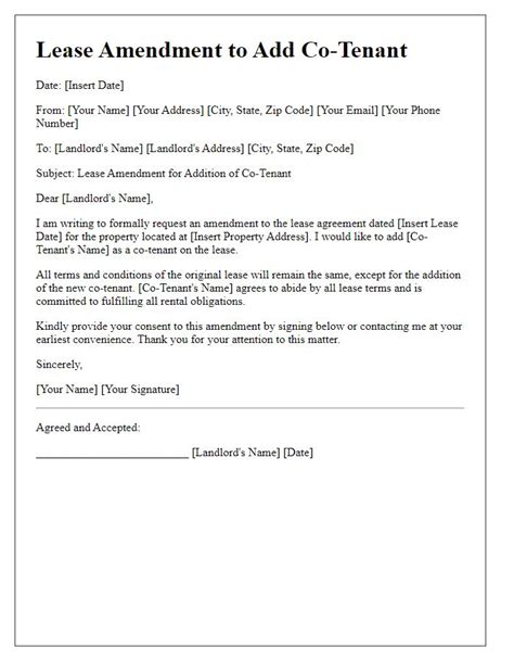 Letter Template For Lease Amendment Agreement Free Samples In Pdf Letterin