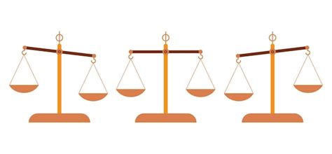 저울 아이콘 컬렉션 집합입니다 흰색 바탕에 평면 천칭 자리입니다 벡터 재고 일러스트 레이 션 프리미엄 벡터