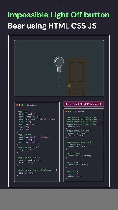 Light On Off Button Using Html Css Coding Html Css Programming Webdesign Button Shorts