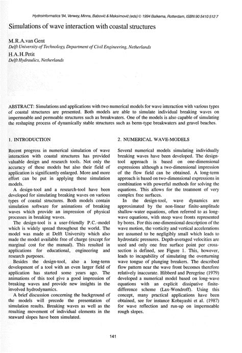 Pdf Simulations Of Wave Interaction With Coastal Structures