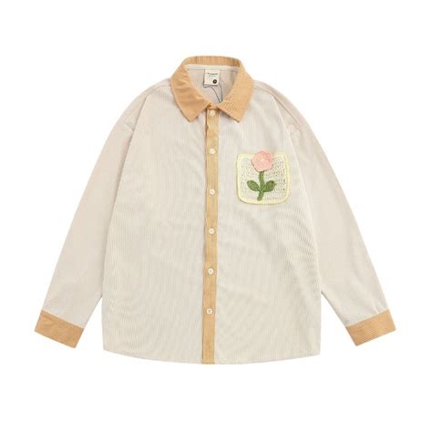 가바바 남녀공용 골덴재질 포인트의 오버핏 카라 긴팔 셔츠 G77594 빅사이즈 M~xl 에이블리