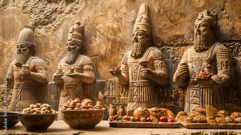A Scene Of Sumerian Priests Conducting A Religious Ceremony In A