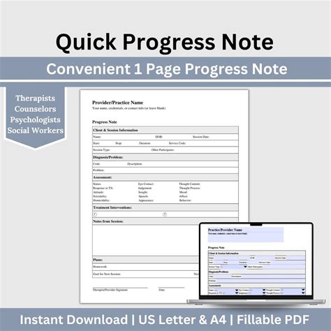 Counseling Progress Note Template Therapy Session Documentation