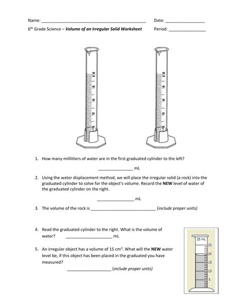 Volume By Water Displacement Worksheet Educational Worksheet