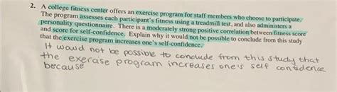 Solved 2 A College Fitness Center Offers An Exercise