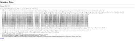 Internal Error Index Was Outside The Bounds Of The Array Manager Forum