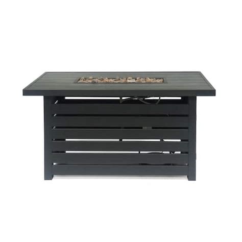 Kadehome Black Iron 30000 Btu Rectangular Fire Pit Table Tank Cover